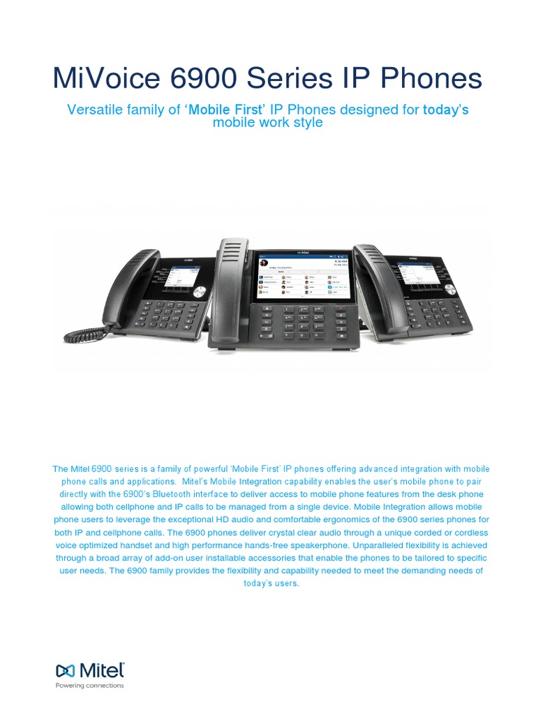 Mitel 6900 Series Phone Brochure | PDF | Wireless Lan | Mobile Phones