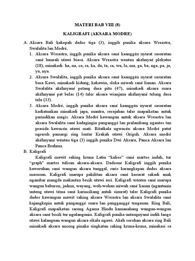 Kaligrafi Aksara Bali dan Modré | PDF | Seni & Disiplin Bahasa | Agama ...