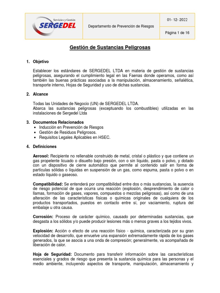 Gestión de Sustancias Peligrosas | PDF | Residuos | Gases