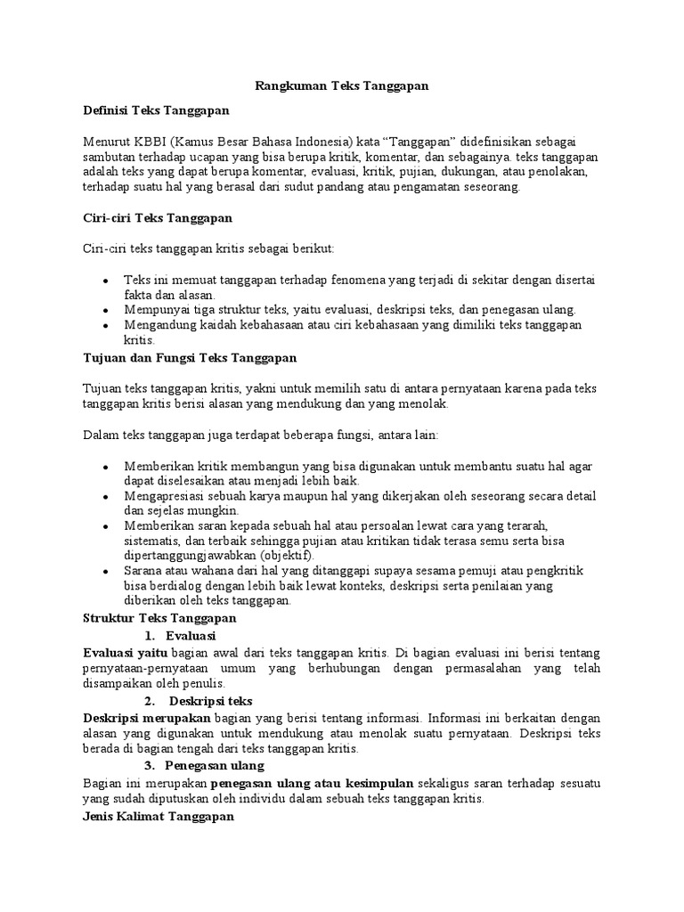 Panduan Menulis Teks Tanggapan Kritis | PDF