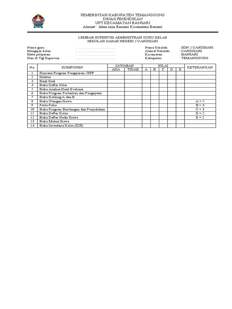 Lembar Supervisi | PDF