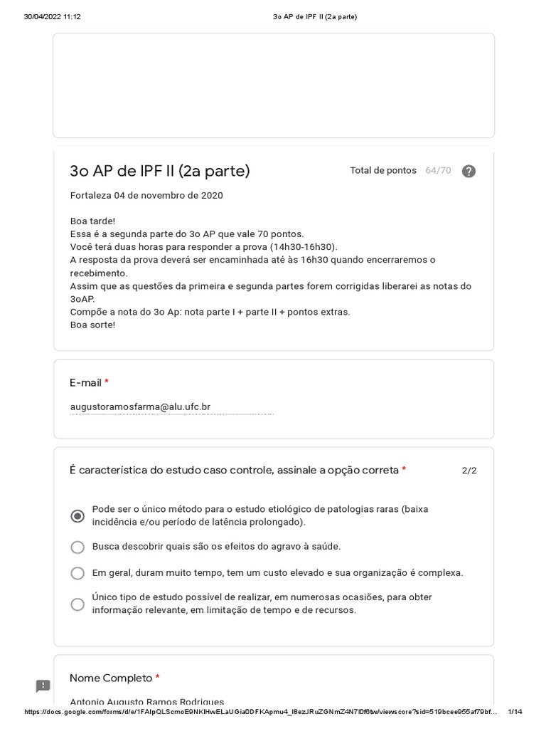 3o AP de IPF II (2a Parte) | PDF