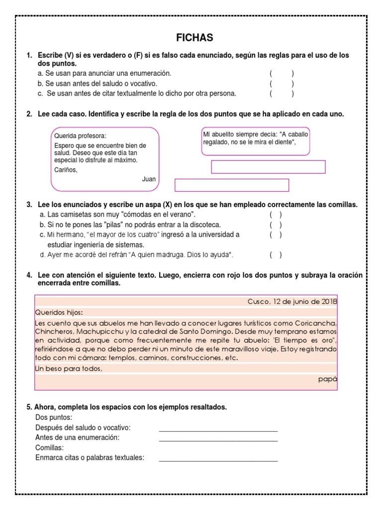 Ficha Plan Lector Uso de Comillas | PDF | Comillas