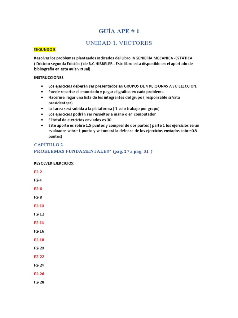 Guia Ape 1 Segundo B | PDF
