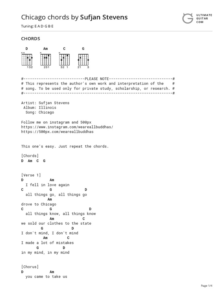 Chicago chords by Sufjan Stevens | PDF | Song Structure | Songs