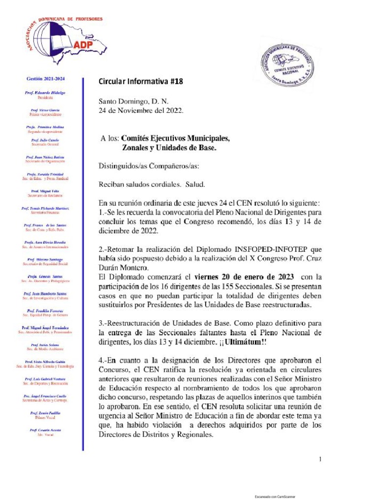 Circular Informativa ADP No.18 | PDF
