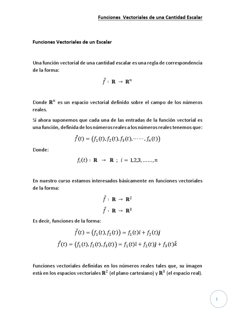 2 Funciones Vectoriales de Un Escalar | PDF | Integral | Vector Euclidiano