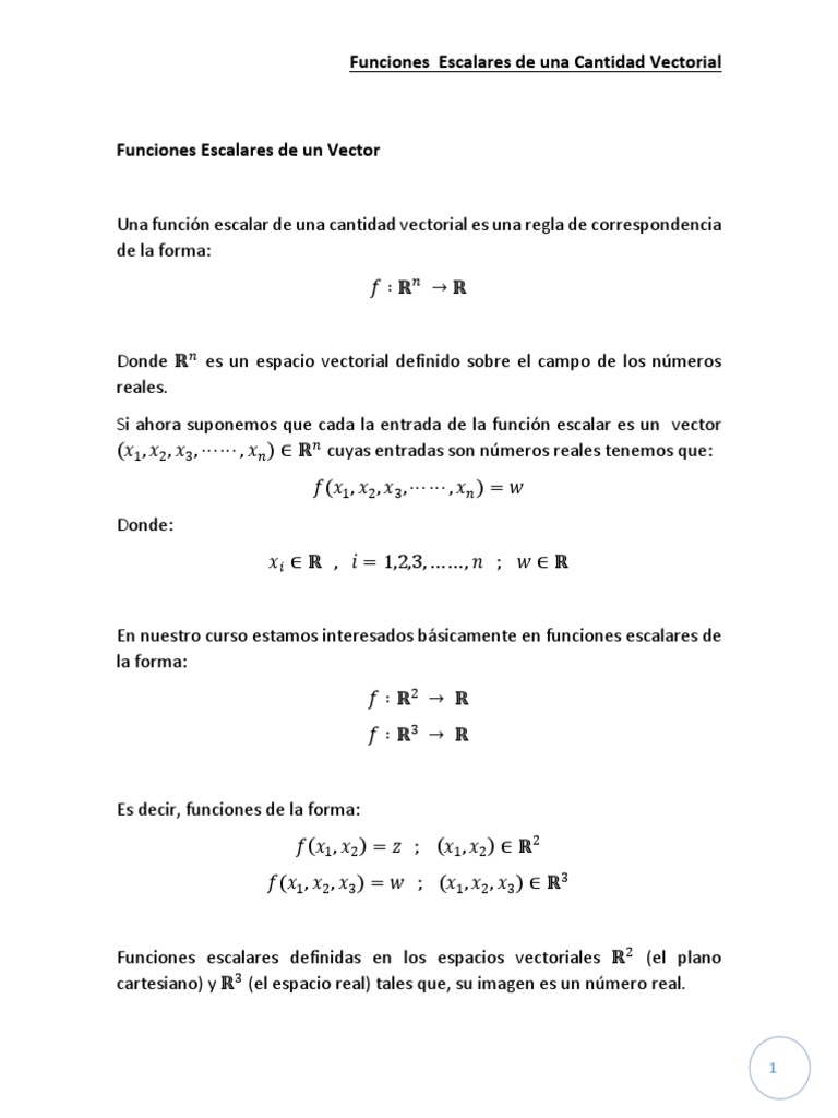 3 Funciones Escalares de Un Vector | PDF | Degradado | Escalar (Matemáticas)