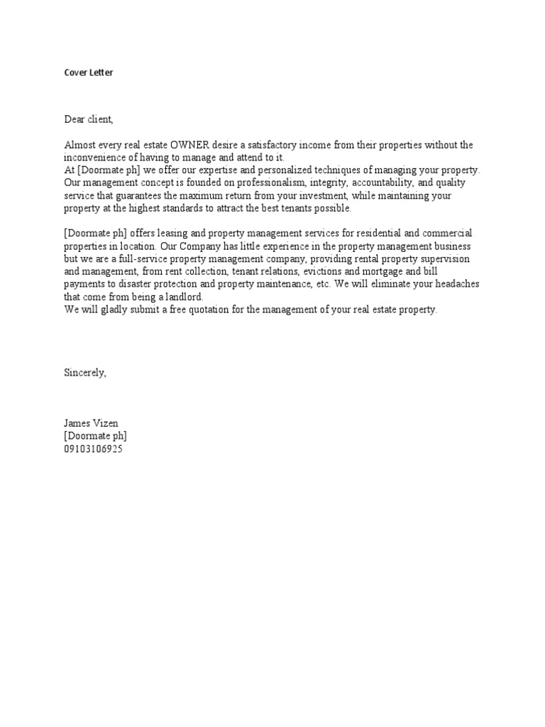 Property Management Business Proposal PDF Property Management Loans