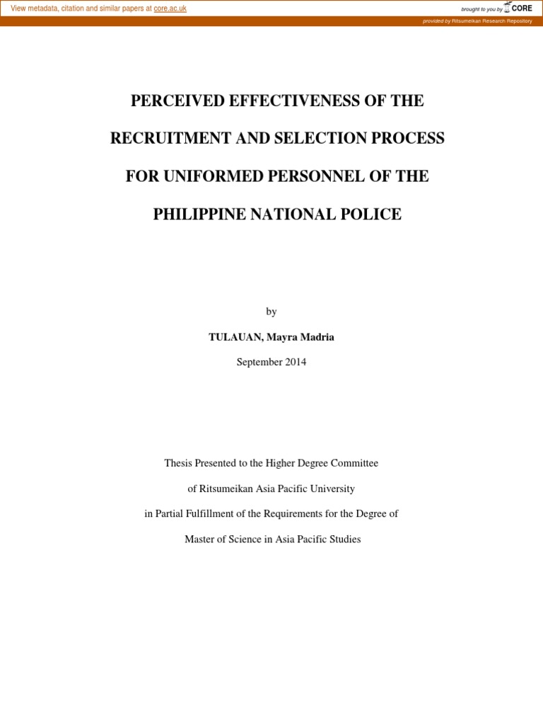 PNP Recruitment Process Effectiveness Study | PDF