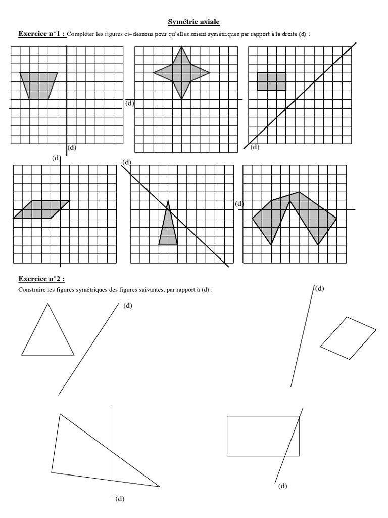 Exercices de symétrie axiale | PDF