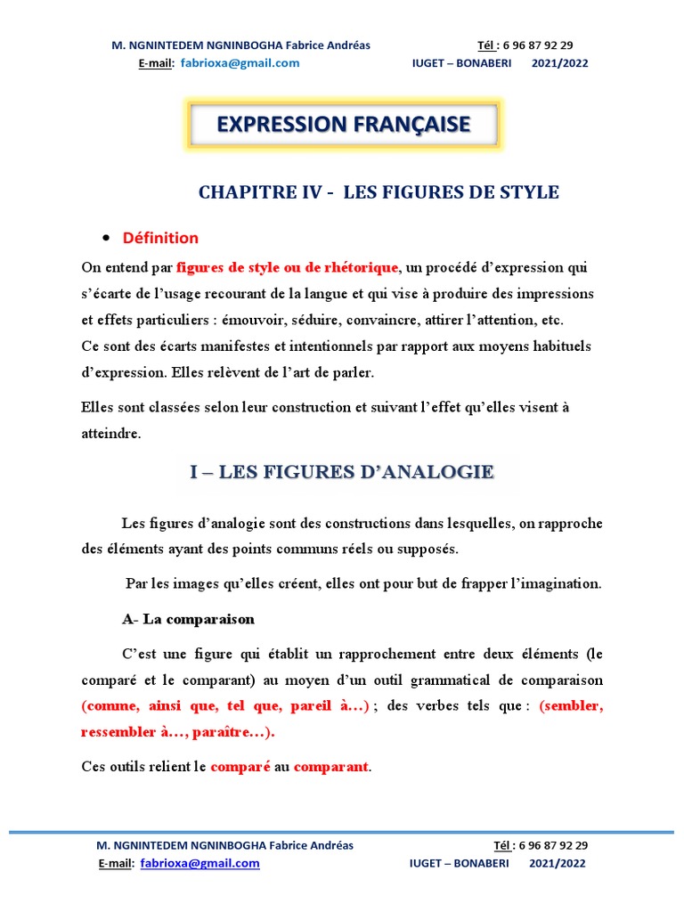 French Chap 4 Les Figures de Style | PDF