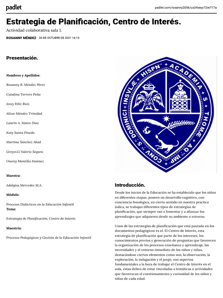 Centro de Interes Padlet | PDF