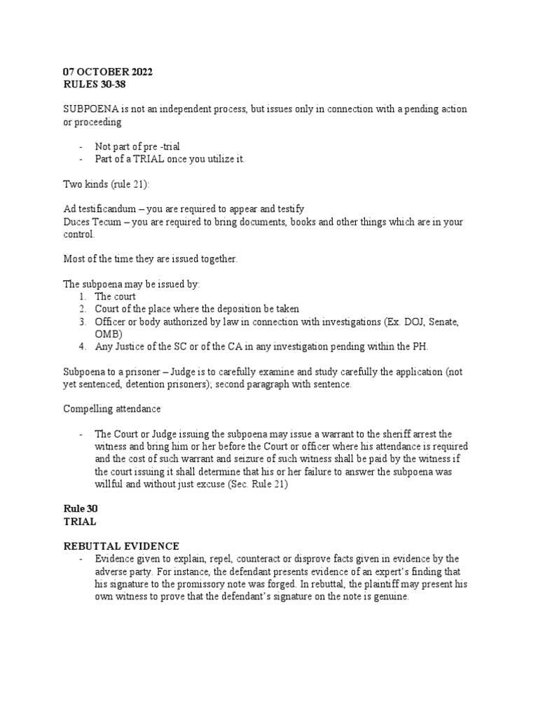 Rules 30-38 Notes | PDF