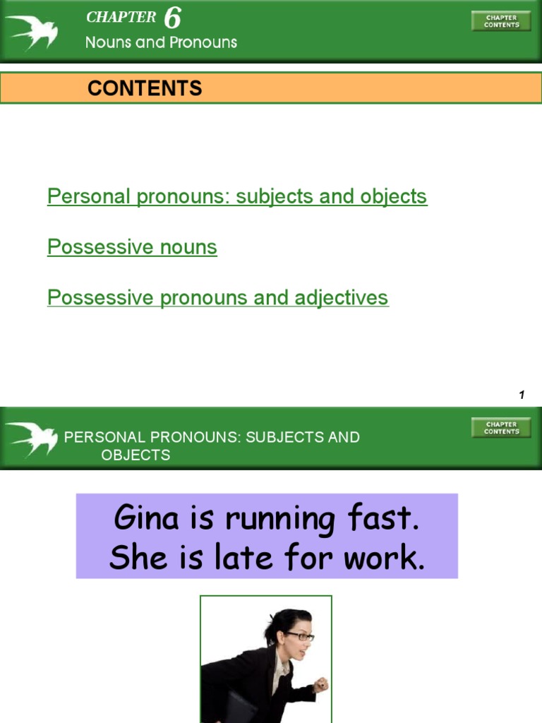 The Subject, Object and Possessive Pronouns and Possessive Adjectives ...