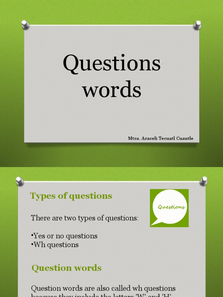 Types of Questions and Question Words | PDF | Verb | Subject (Grammar)