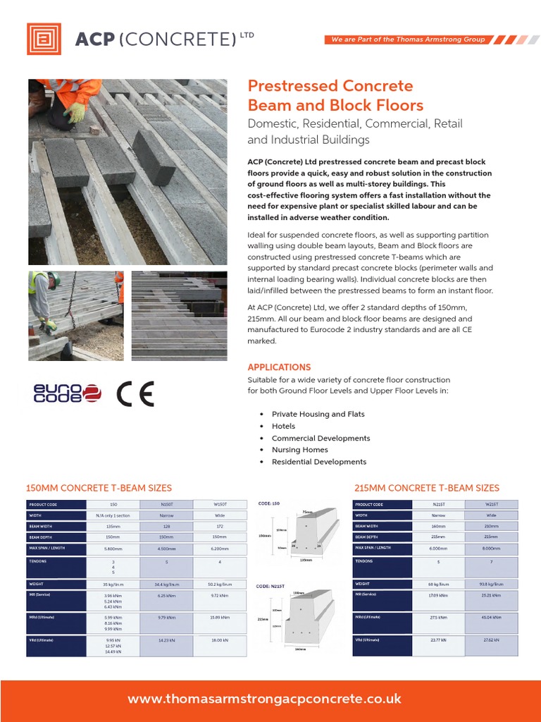 Acp Product Datasheet Precast Concrete Block Beam Flooring 012021 | PDF
