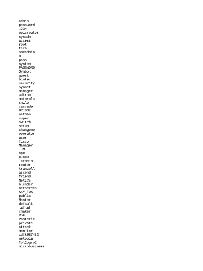 Default Passwords For Services | PDF | Computing | Utility Software