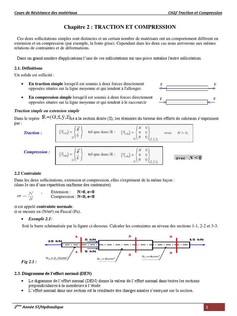 Chapitre 2. Traction Et Compression | PDF | Résistance des matériaux | Élasticité (Physique)