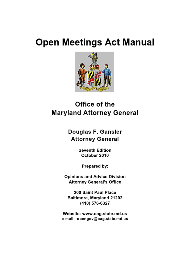 Maryland Open Meetings Act Manual Complete | PDF | Freedom Of ...