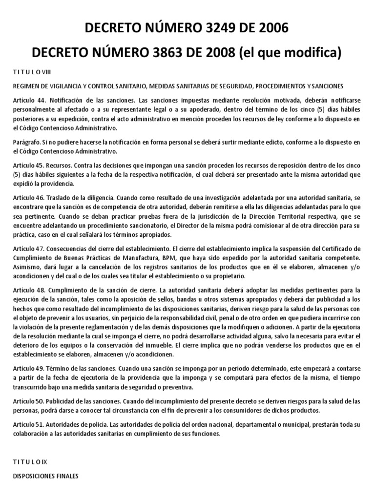 Decreto Número 3249 de 2006 | PDF | Farmacéutico | Calibración