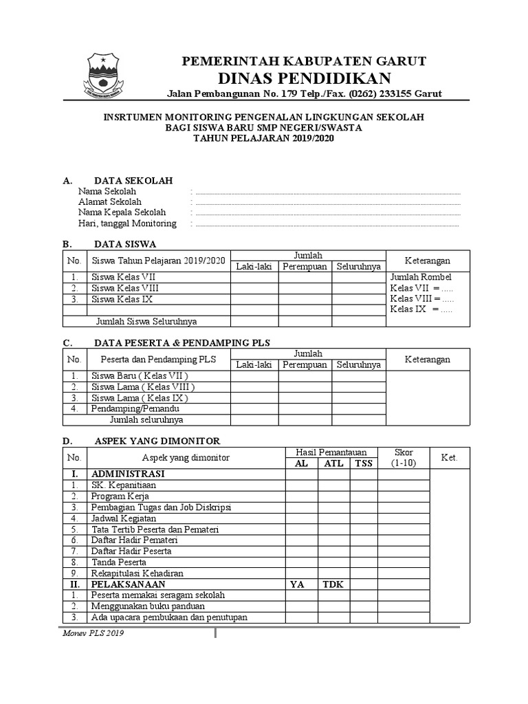 Instrumen Monitoring PLS 2019 Iis Holisoh-1 | PDF