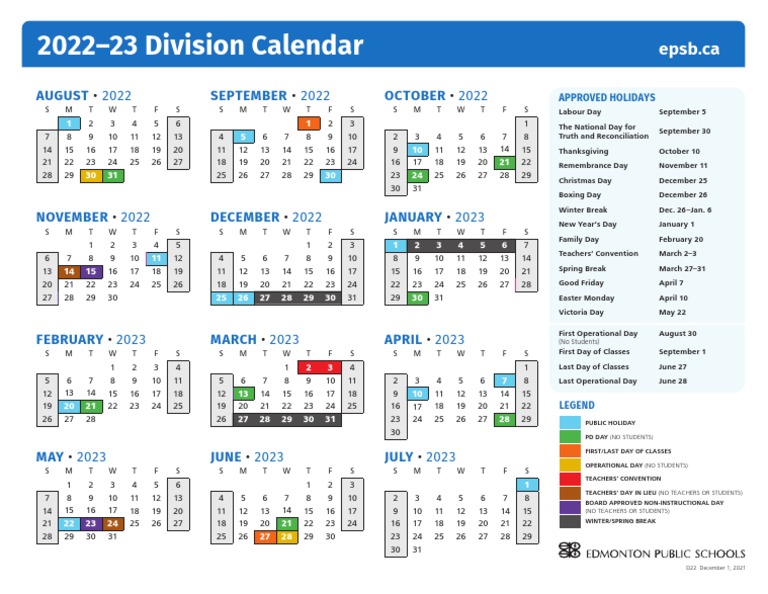EPSB School Calendar 2022-2023 | PDF | Seasons | Christian Festivals ...
