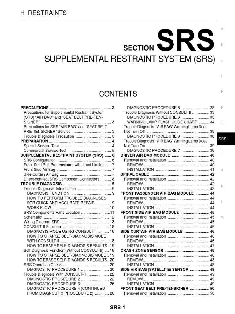 SRS - Supplemental Restraint System (SRS) | PDF