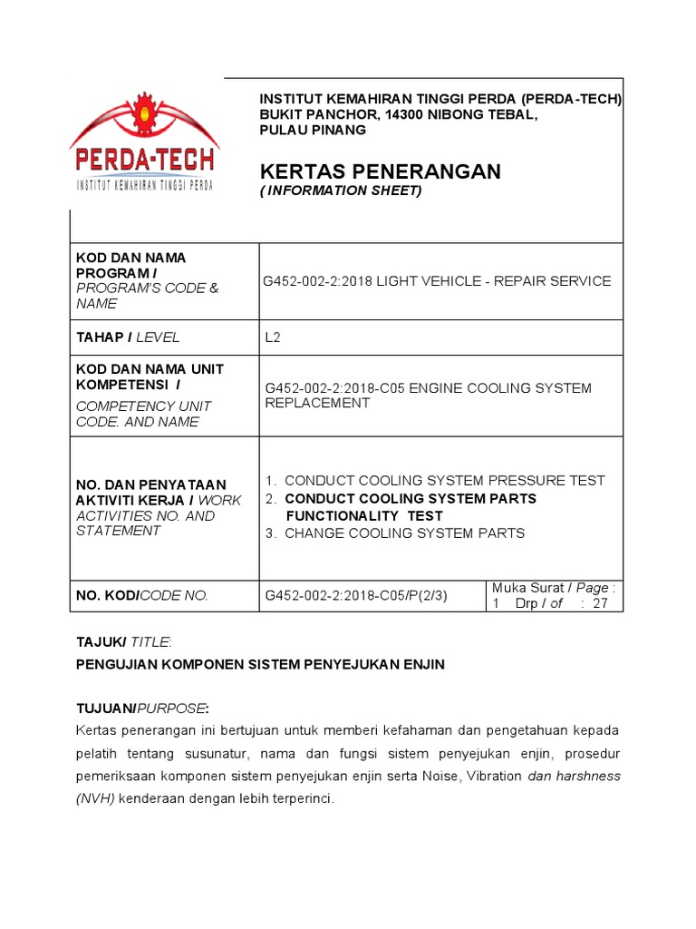 02 Pengujian Komponen Sistem Penyejukan Enjin | PDF