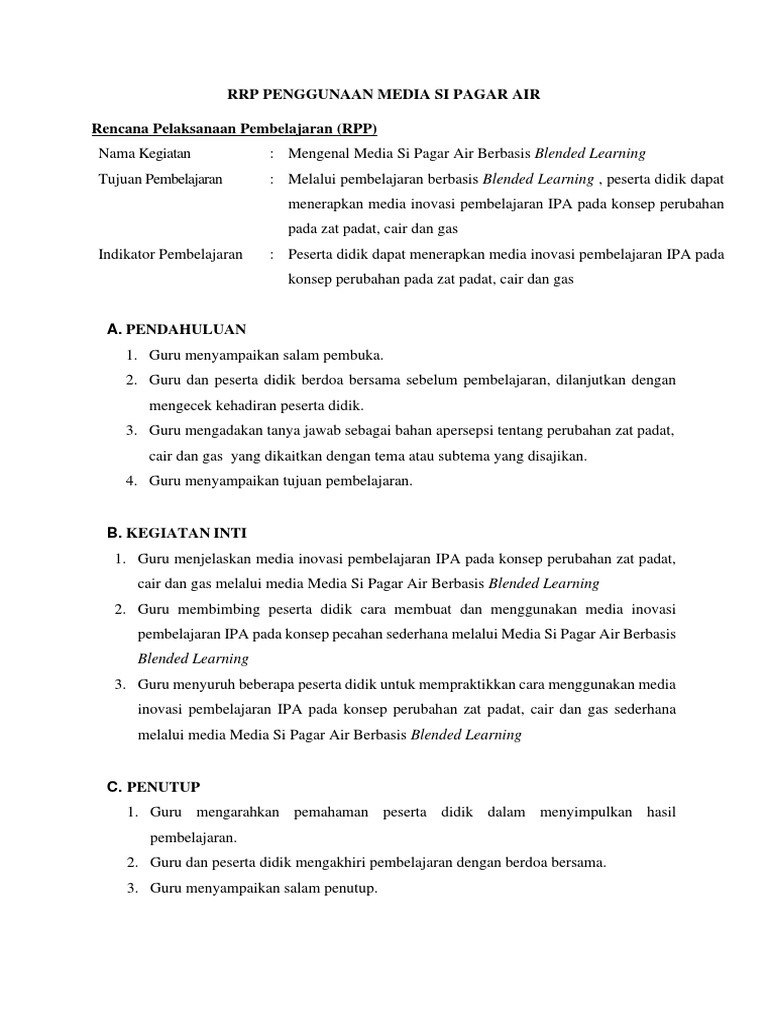 RPP Kelas 3 Tema 3 Wujud Benda Disekitarku | PDF