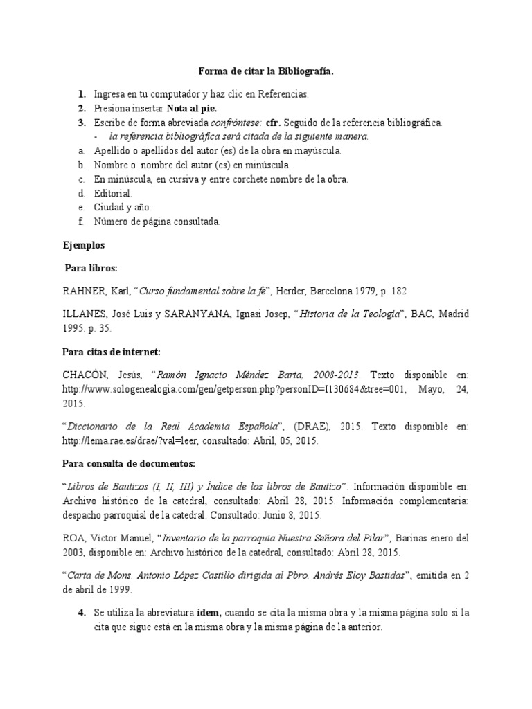 Forma de Citar La Bibliografía | PDF