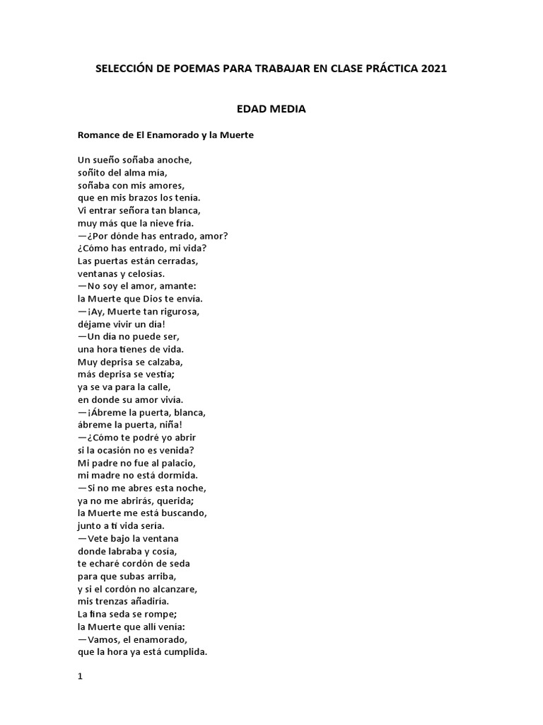 Selección de Poemas para Trabajar en Clases Prácticas 2021 | PDF | Amor