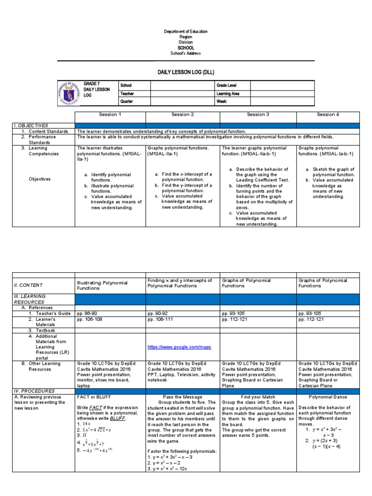 G10 - DLL - 2ND QUARTER - Week 1 | PDF