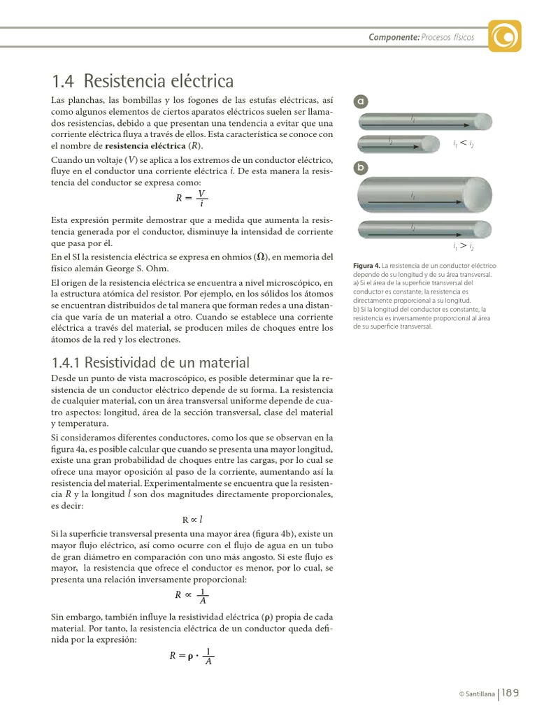 Resistencia y Resistividad Electrica (Santillana) | PDF