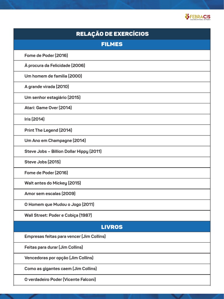 Lista de Ferramentas, Livros e Filmes Febracis | PDF | Steve Jobs
