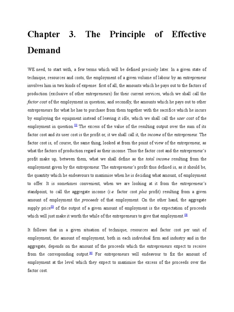 Chapter 3. The Principle of Effective Demand | PDF