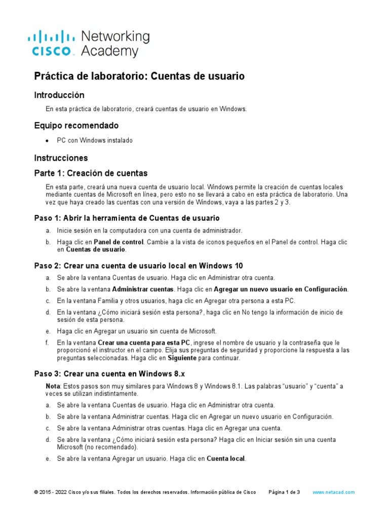 11.2.2.3 Lab - User Accounts | PDF