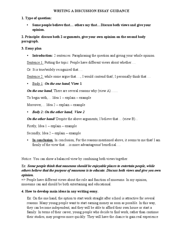 Writing A Discussion Essay Guidance | PDF | Essays | Reason