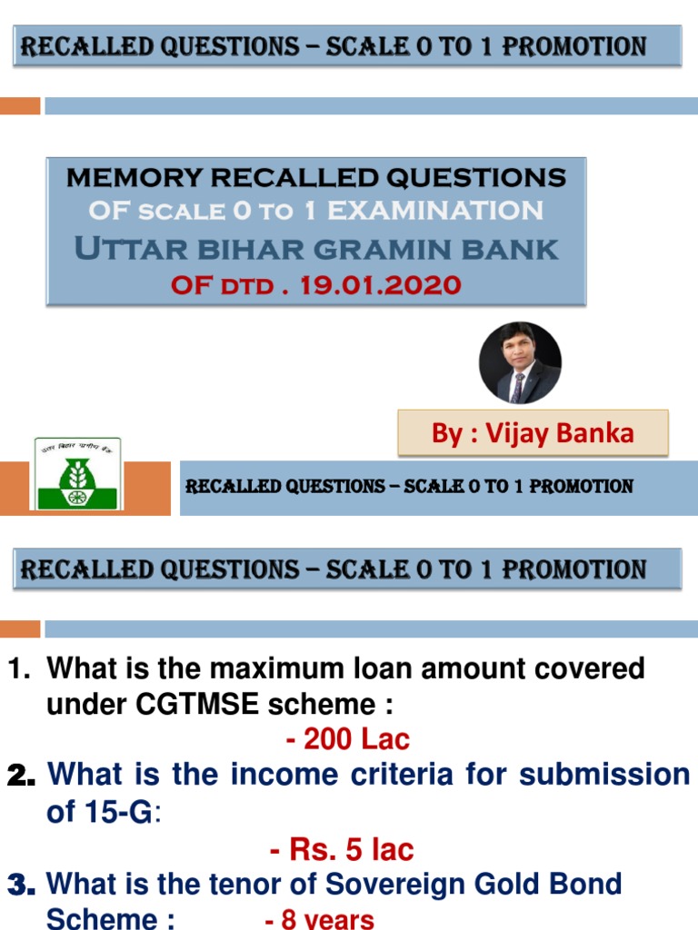 RECALLED QUESTIONS – scale 0 to 1 EXAMINATION | PDF | Cheque | Deposit Account