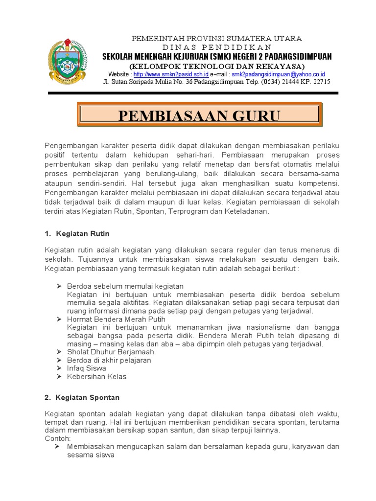 BUKU 2 4 Pembiasaan Guru | PDF