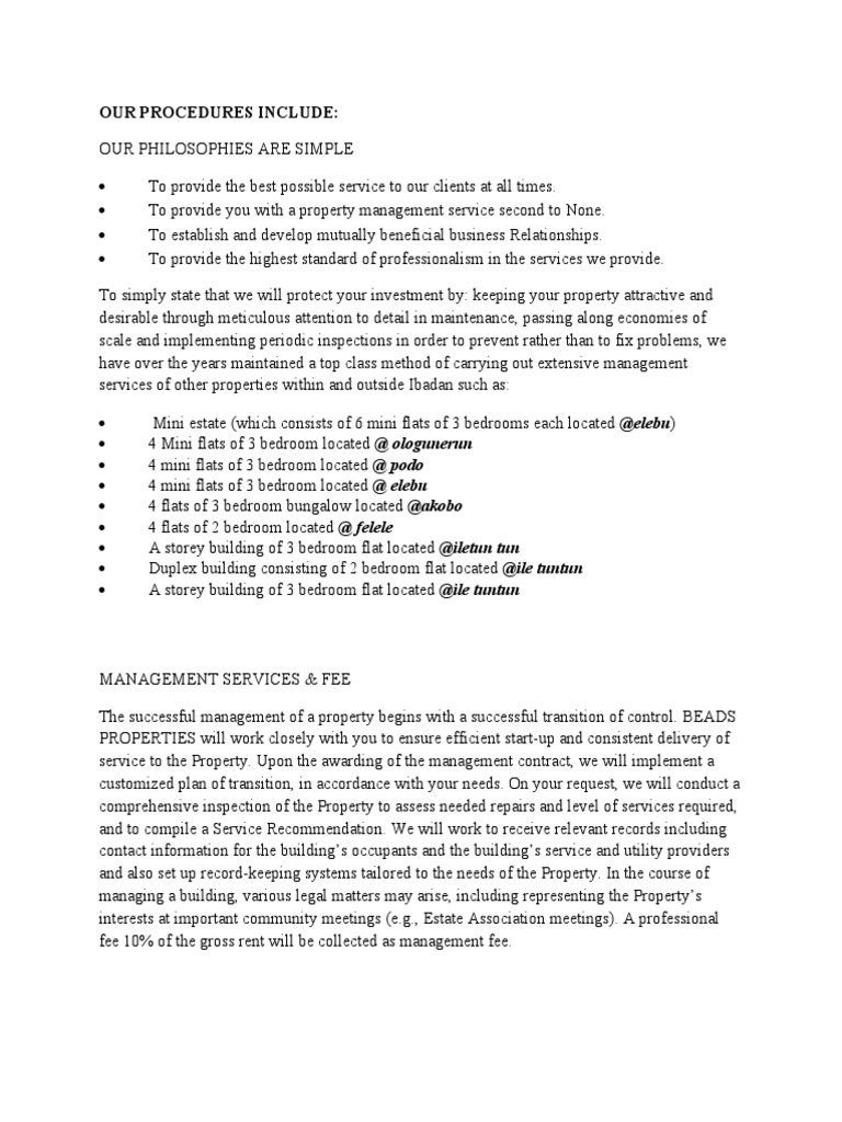 Estate Management Proposal | PDF | Leasehold Estate | Property