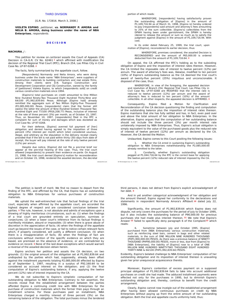 G.R. No. 172816 - Espino v. Amora | PDF