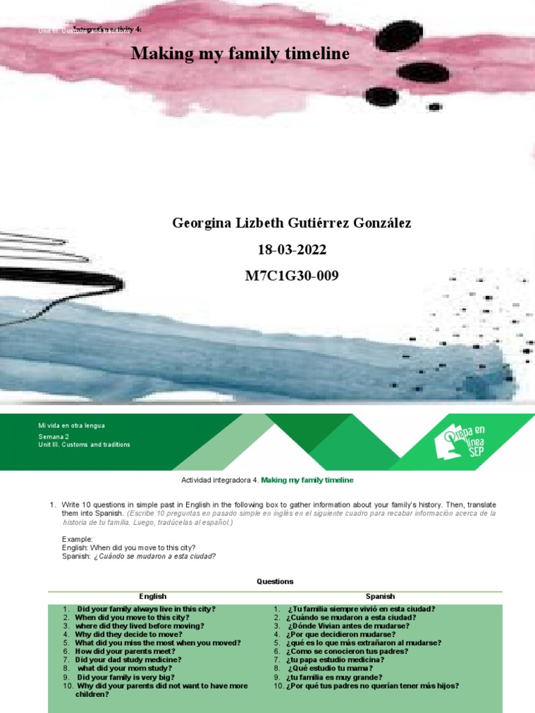 Exploring My Family's History Through a Timeline | PDF