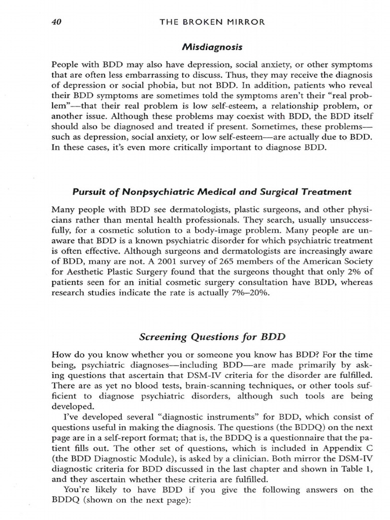 Instructions On BDDQ and BDD YBOCS | PDF | Mental Disorder | Social ...