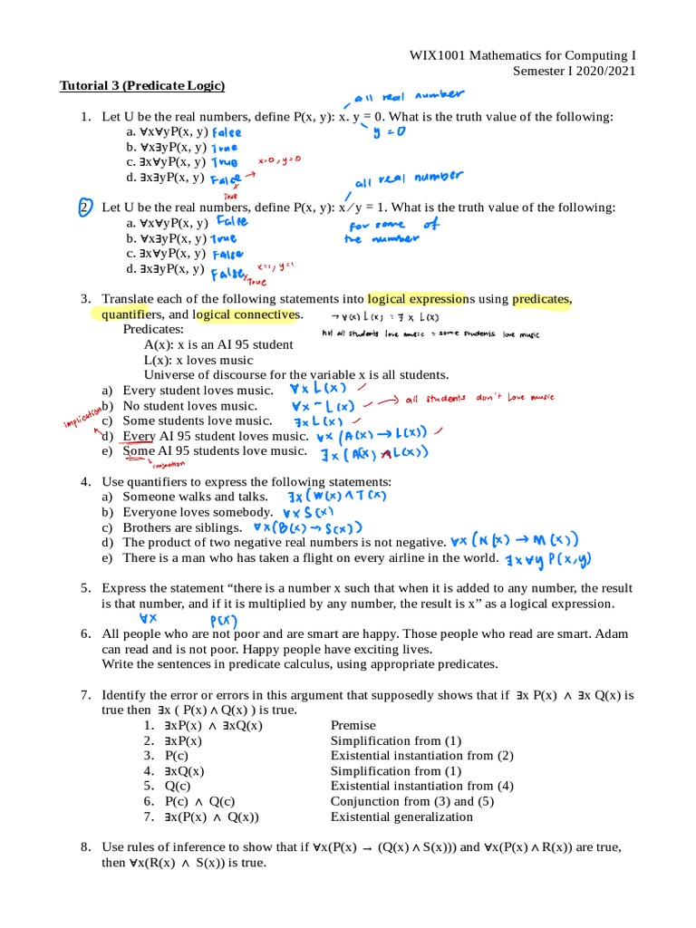 Predicate Logic Tutorial | PDF