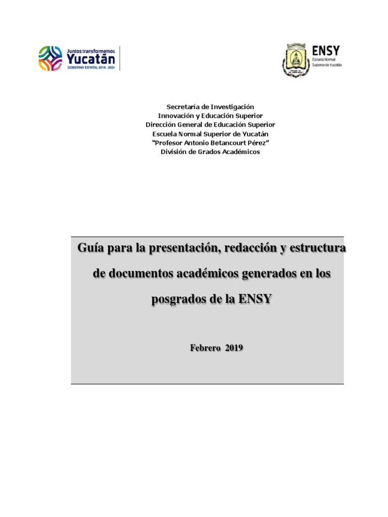 00 Guía Redacción ENSY 01022019 | PDF | Bibliografía | Maestros