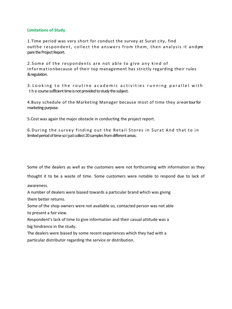 Study Limitations in Project Report | PDF | Business