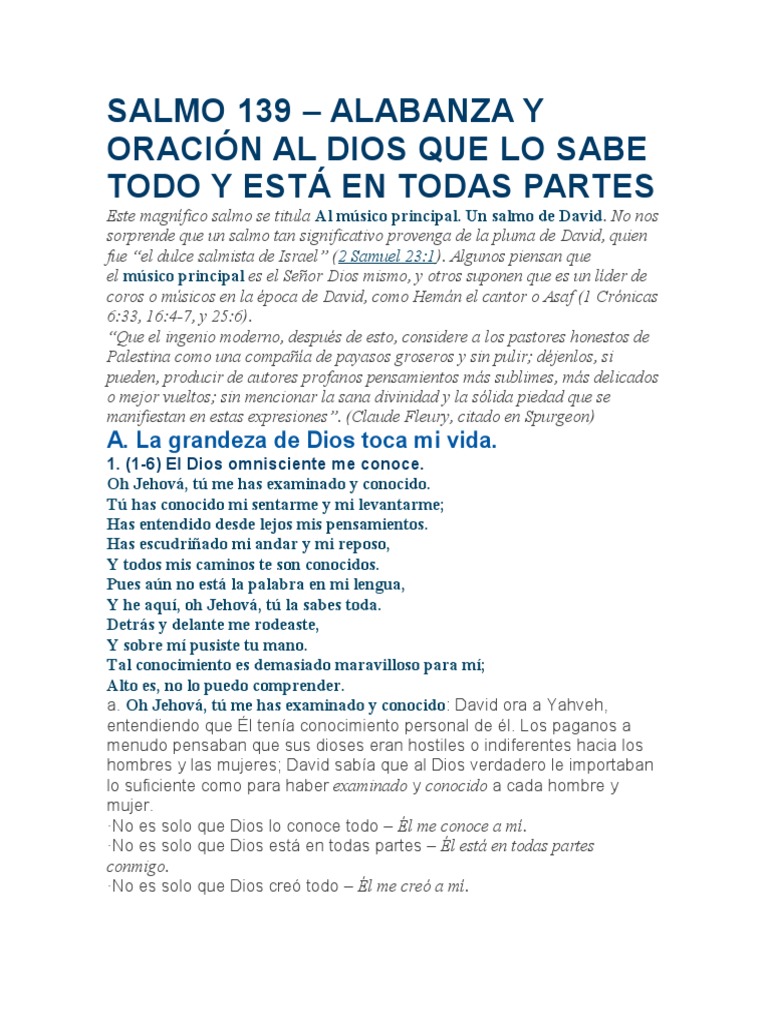 Salmo 139 | PDF | Dios | Salmos