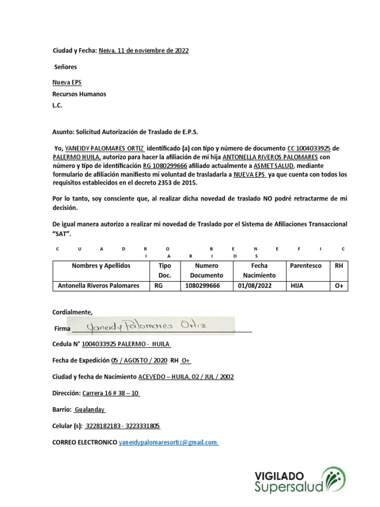 Carta de Traslados | PDF