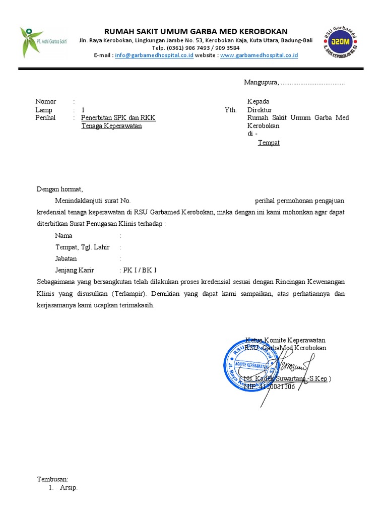 Surat Penerbitan SPK Dan RKK | PDF